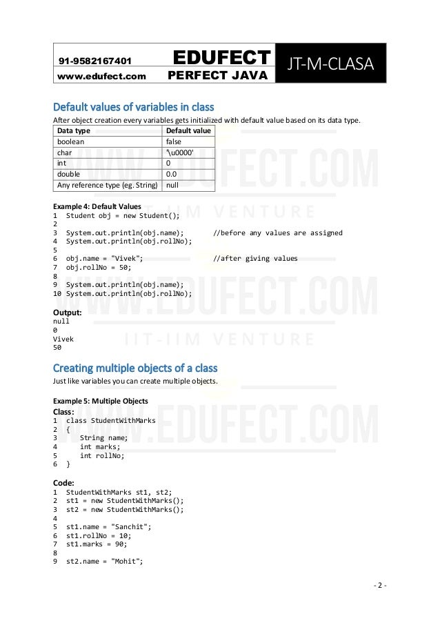 Introduction To Classes And Objects In Java Edufect
