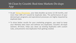 M-Clean by Grazitti: Real-time Marketo De-dupe App | PPT