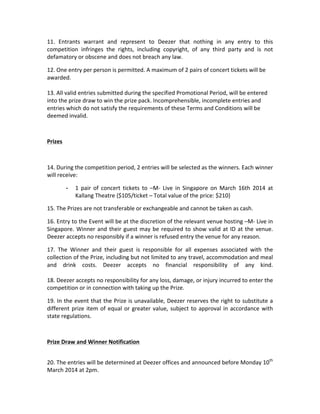 -M- Contest Terms and Conditions Singapore | PDF