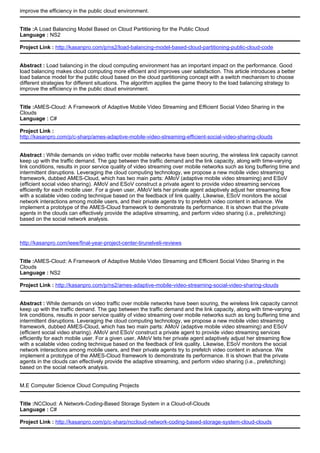 M.E Computer Science Cloud Computing Projects | PDF