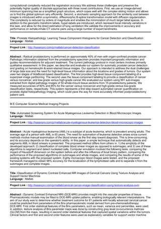 M.E Computer Science Medical Imaging Projects | PDF