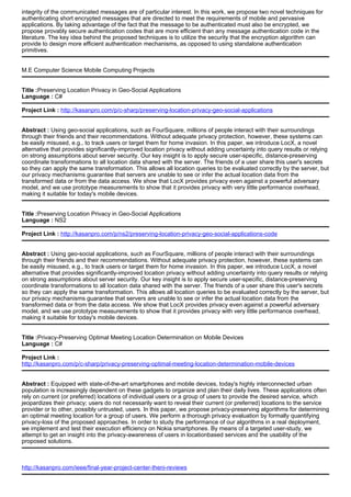 M.E Computer Science Mobile Computing Projects | PDF