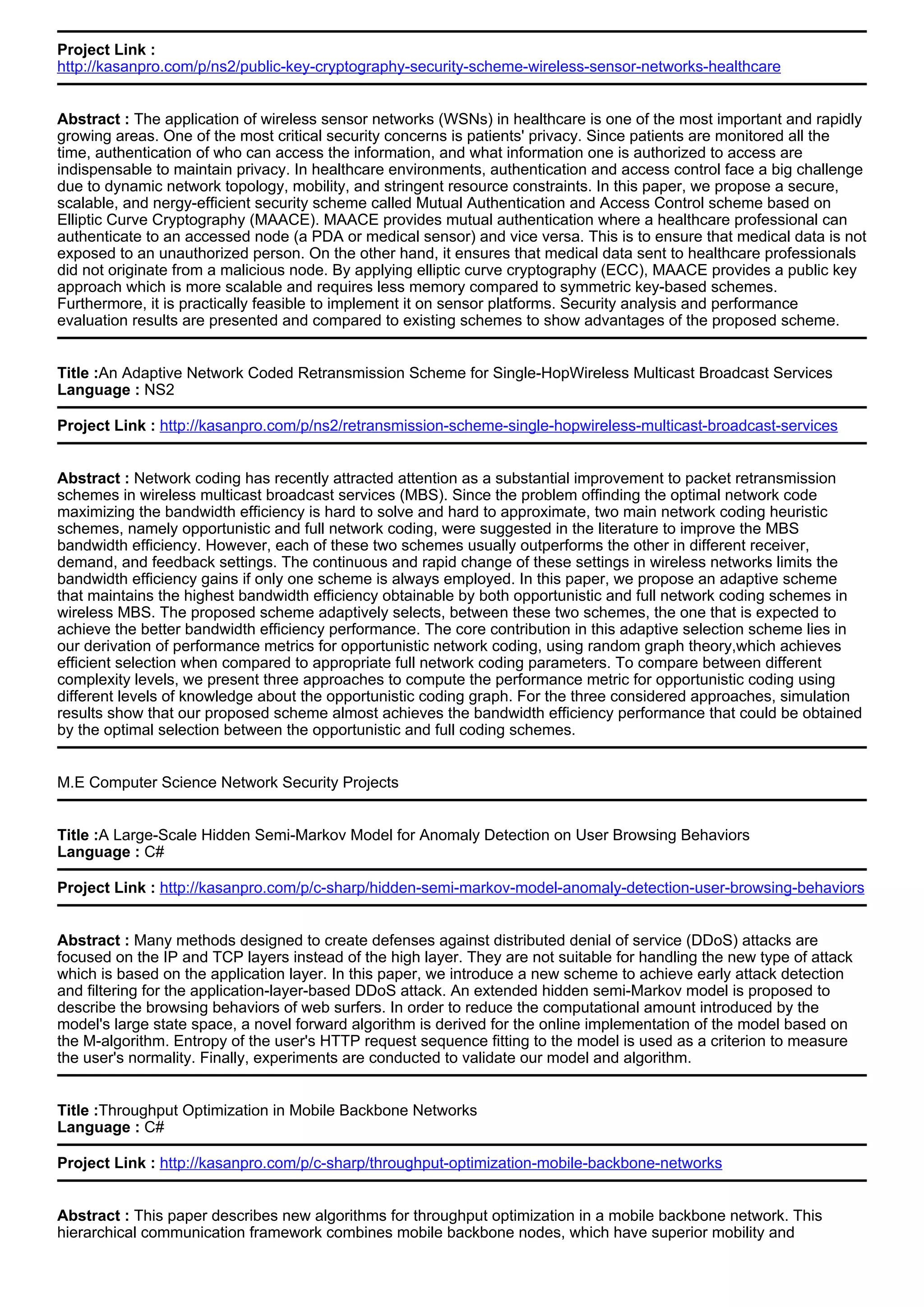 M E Computer Science Network Security Projects Pdf