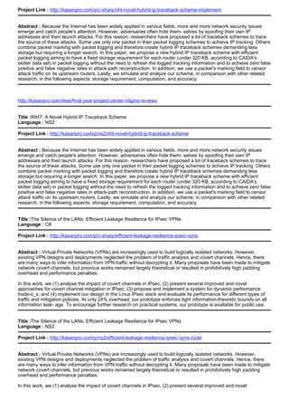 M.E Computer Science Network Security Projects | PDF