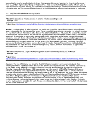 M.E Computer Science Network Security Projects | PDF