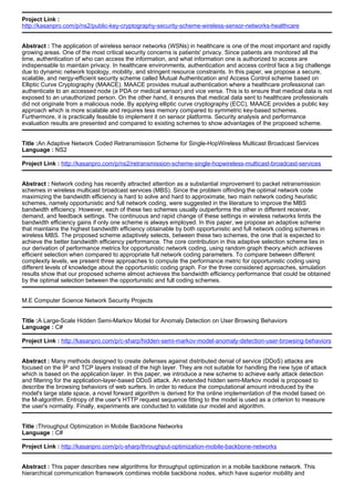 M.E Computer Science Network Security Projects | PDF