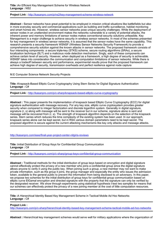 M.E Computer Science Network Security Projects | PDF