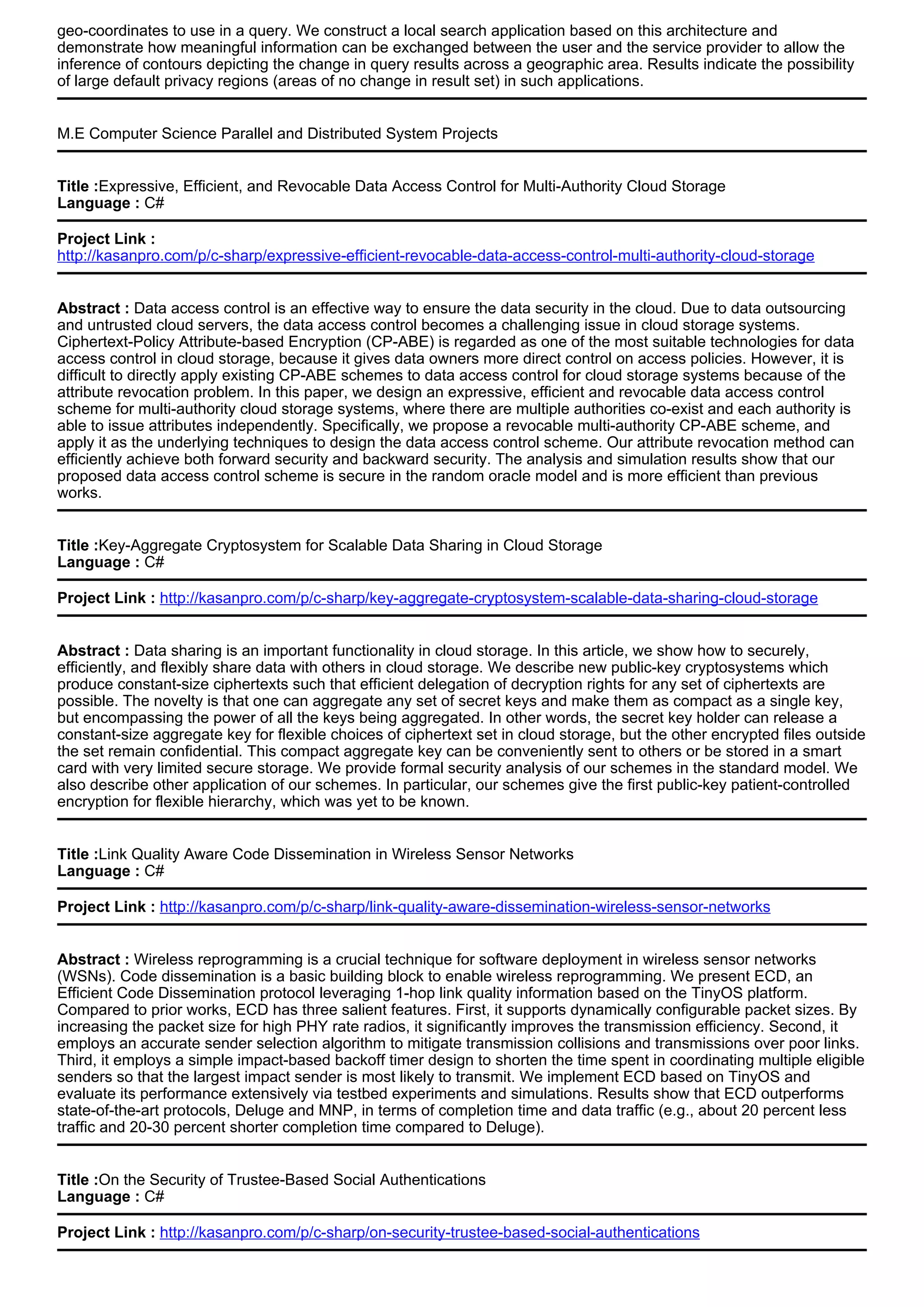 M.E Computer Science Parallel and Distributed System Projects | PDF