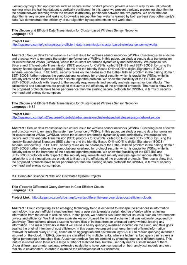 M.E Computer Science Parallel and Distributed System Projects | PDF