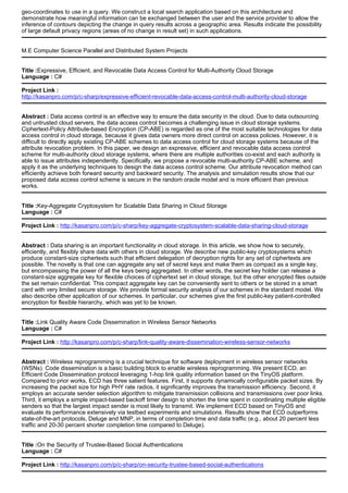 M.E Computer Science Parallel and Distributed System Projects | PDF