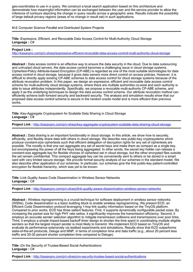 M.E Computer Science Parallel and Distributed System Projects | PDF