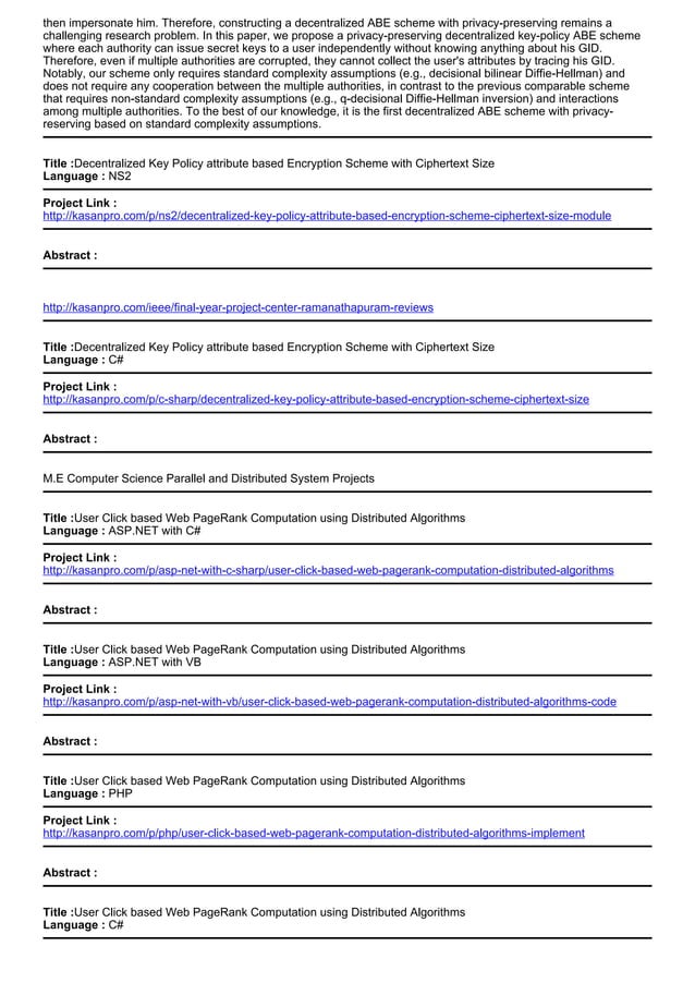 M.E Computer Science Parallel and Distributed System Projects | PDF