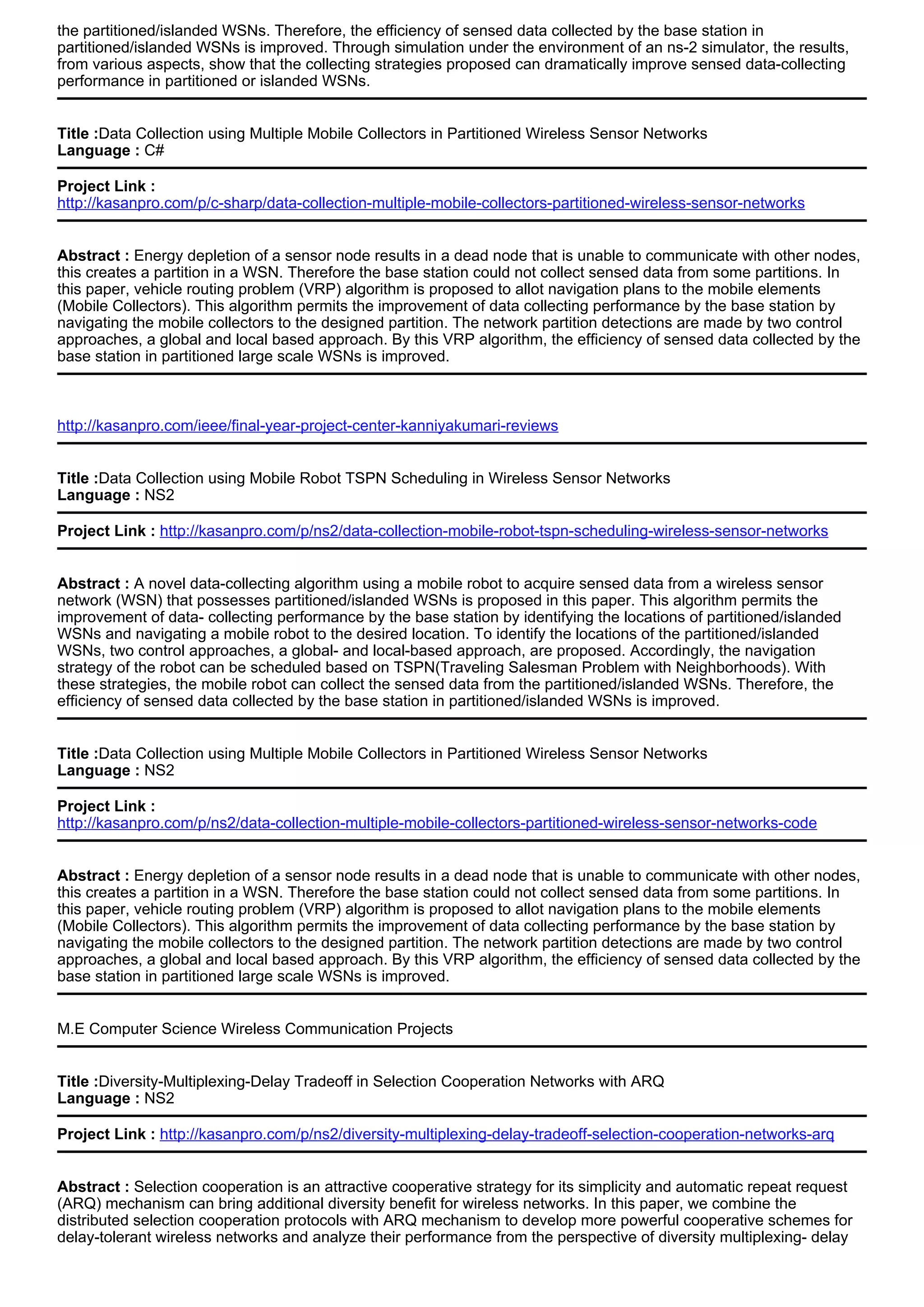 M.E Computer Science Wireless Communication Projects | PDF