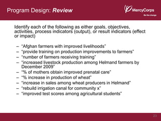 design monitoring and evaluation in humanitarian interventions across ...