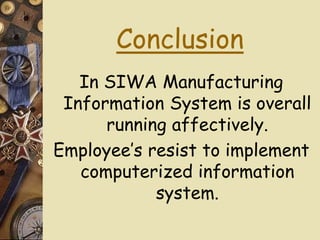 Management Information System: Manufacturing Information System | PPTX