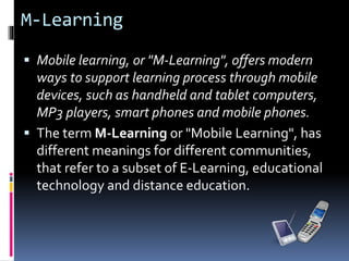 M learning | PPTX | Smartphones | Consumer Electronics