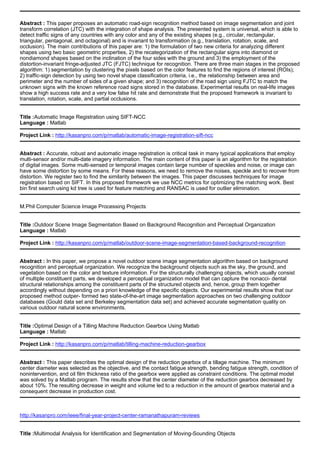 M.Phil Computer Science Image Processing Projects | PDF