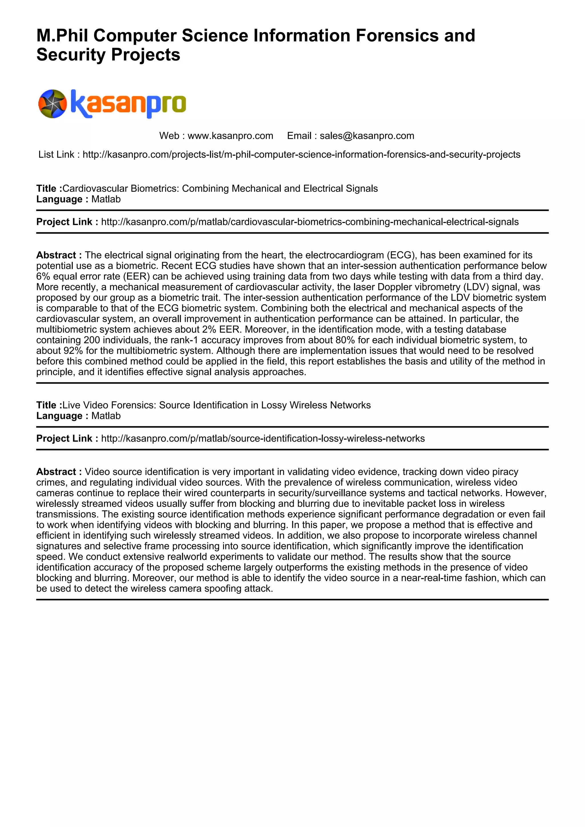 M phil-computer-science-information-forensics-and-security-projects | PDF | Consumer Electronics ...