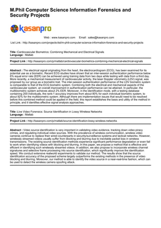 M phil-computer-science-information-forensics-and-security-projects | PDF | Consumer Electronics ...