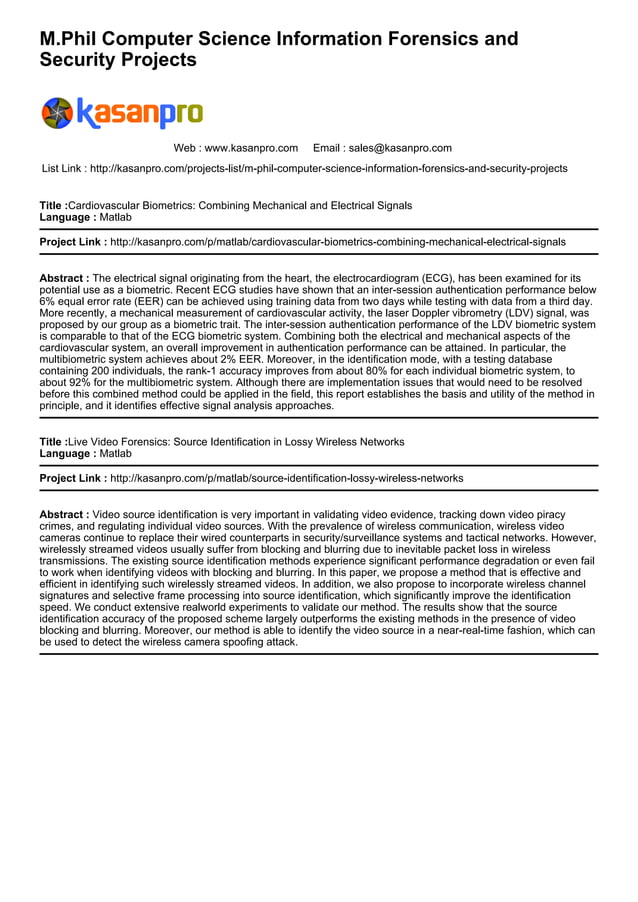 M phil-computer-science-information-forensics-and-security-projects | PDF | Consumer Electronics ...