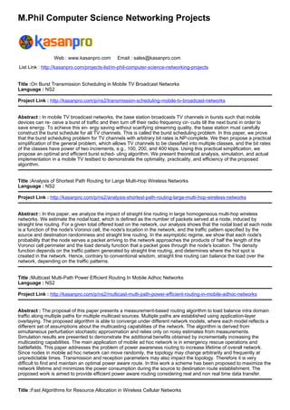 M.Phil Computer Science Networking Projects | PDF
