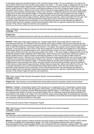 M phil-computer-science-pattern-recognition-projects | PDF | Search | Internet