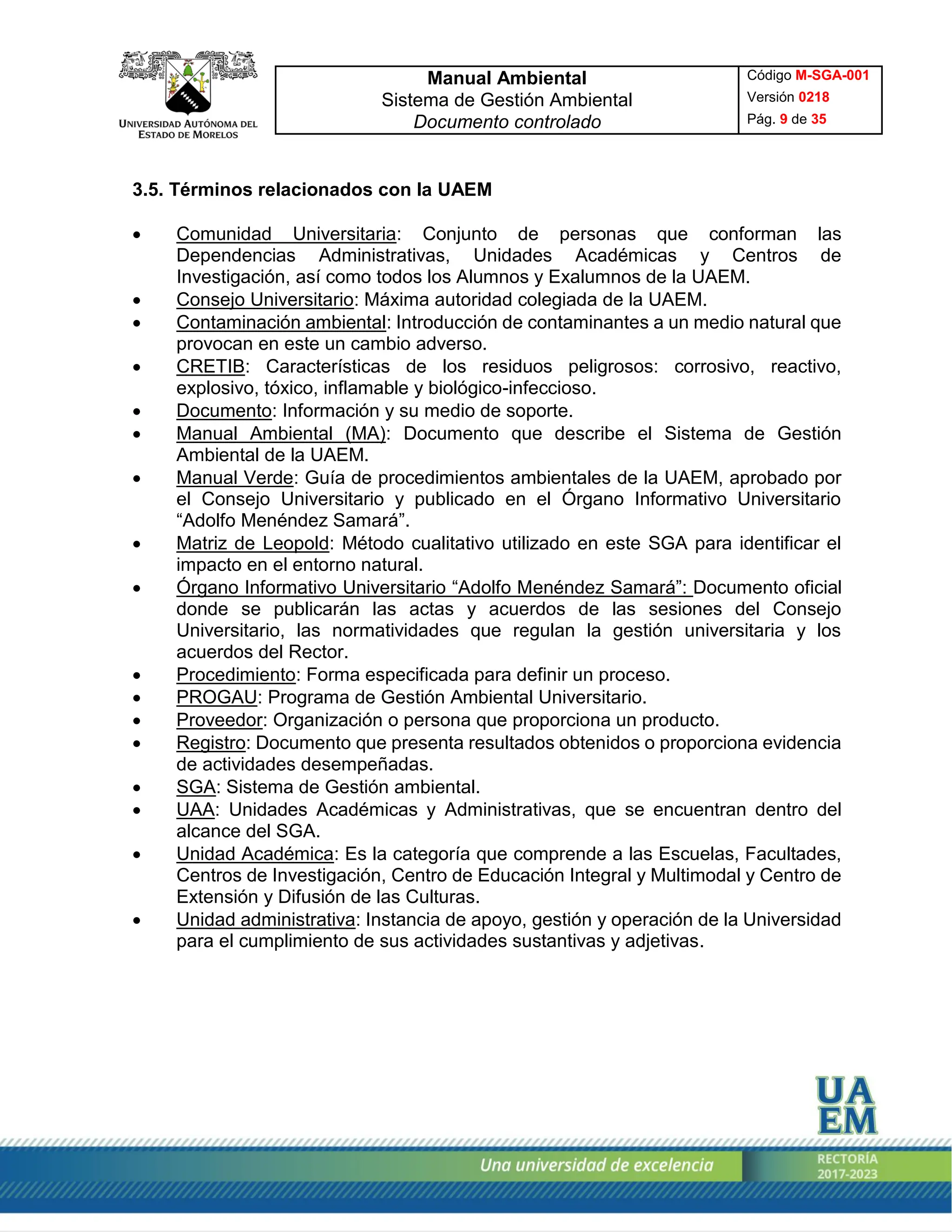 M-SGA-001 Manual Ambiental, procedimientos | PDF
