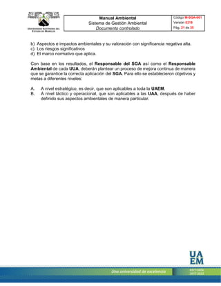 M-SGA-001 Manual Ambiental, procedimientos | PDF