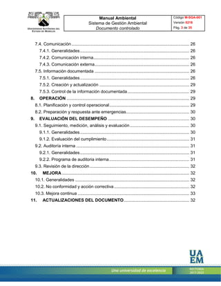 M-SGA-001 Manual Ambiental, procedimientos | PDF