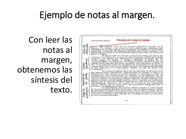 Subrayado y anotaciones marginales.