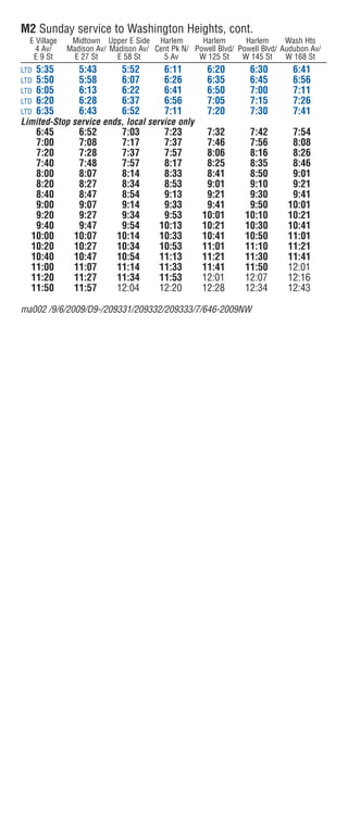 M2 Bus Schedule | PDF