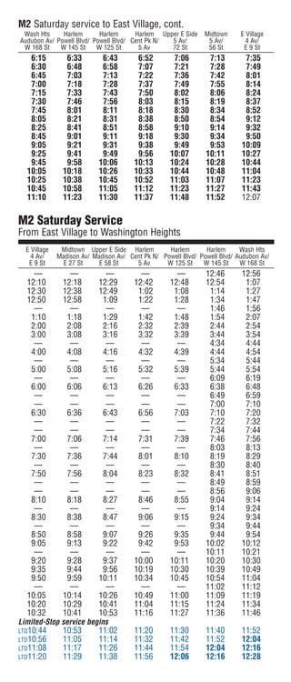 M2 Bus Schedule | PDF