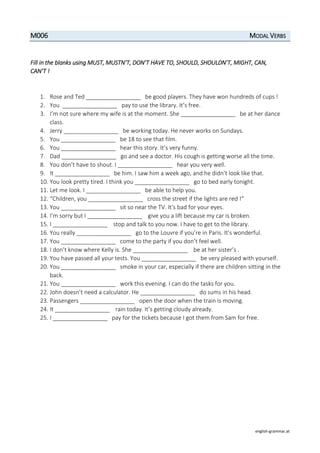 M006 modal-verbs | PDF | Ear, Nose and Throat Conditions | Diseases and ...