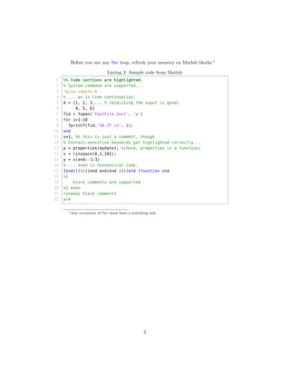 Matlab Prettifier Package | PDF