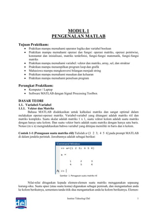 Module 1 - Introduce to MATLAB | PDF