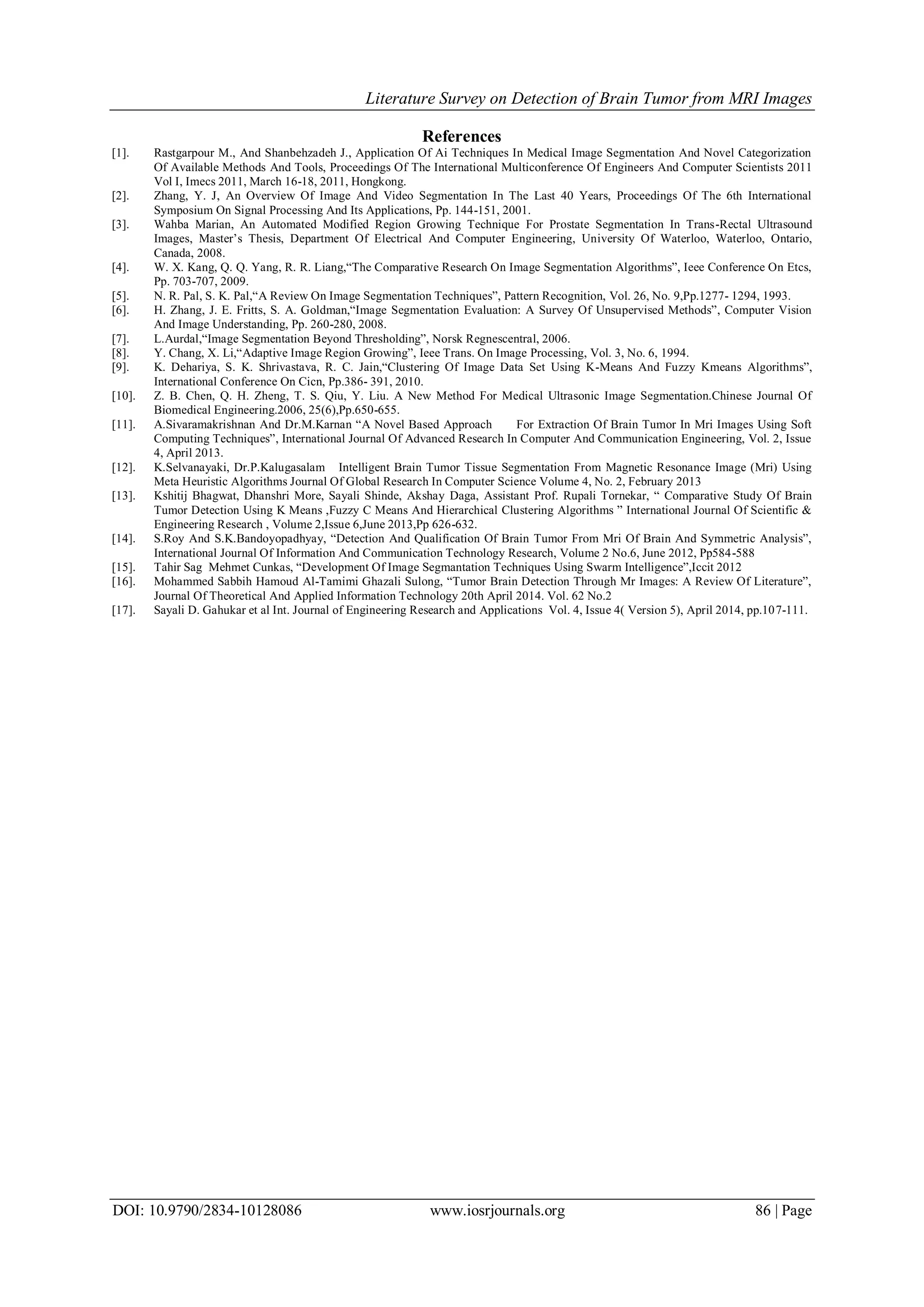 Literature Survey on Detection of Brain Tumor from MRI Images | PDF