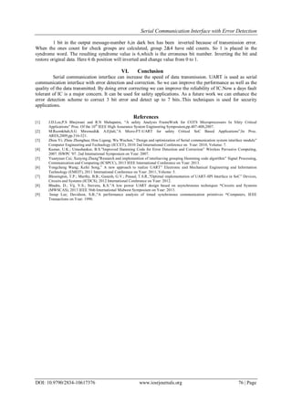 Serial Communication Interface with Error Detection | PDF