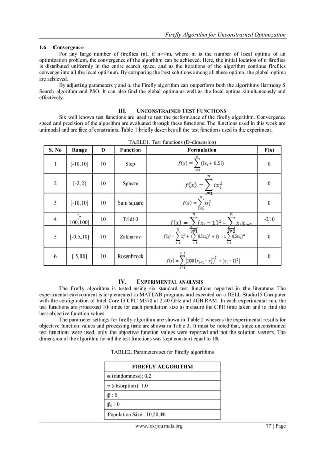 Firefly Algorithm for Unconstrained Optimization | PDF