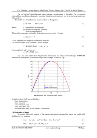 Car Dynamics using Quarter Model and Passive Suspension, Part II: A ...