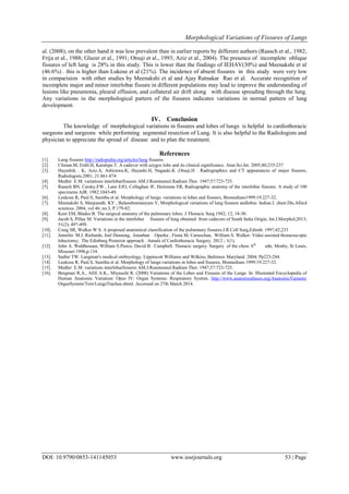 Morphological Variations of Fissures of Lungs | PDF