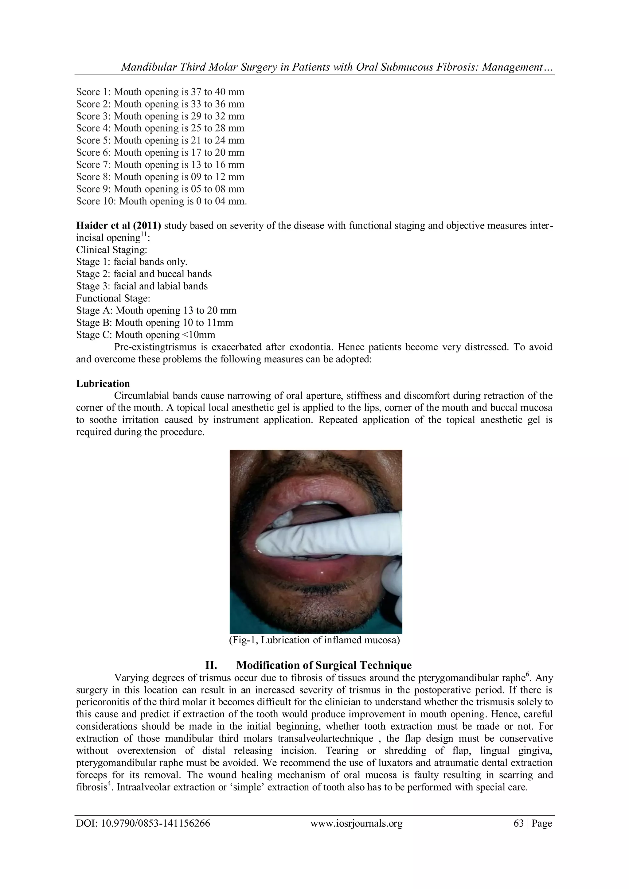 Mandibular Third Molar Surgery in Patients with Oral Submucous Fibrosis ...