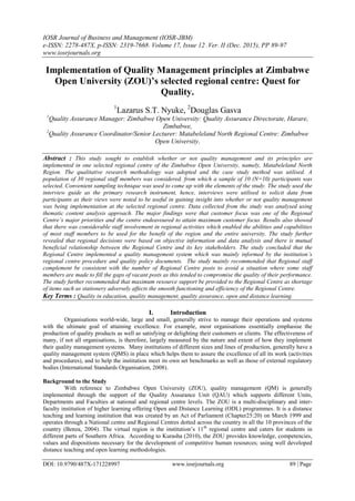 Implementation of Quality Management principles at Zimbabwe Open ...