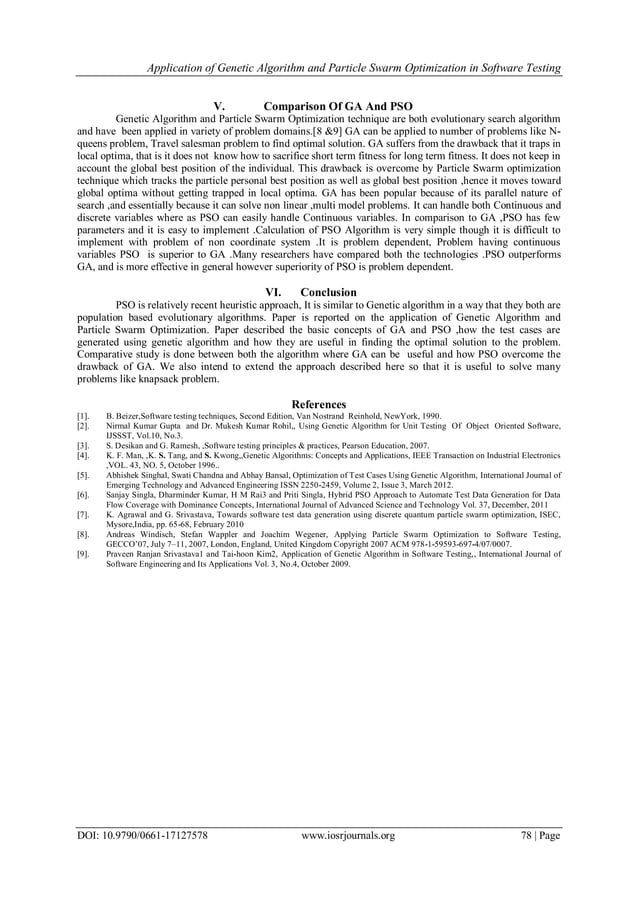 Application Of Genetic Algorithm And Particle Swarm Optimization In Software Testing Pdf