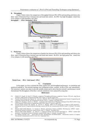 Performance Evaluation of IPv4 Vs Ipv6 and Tunnelling Techniques Using Optimized Network ...