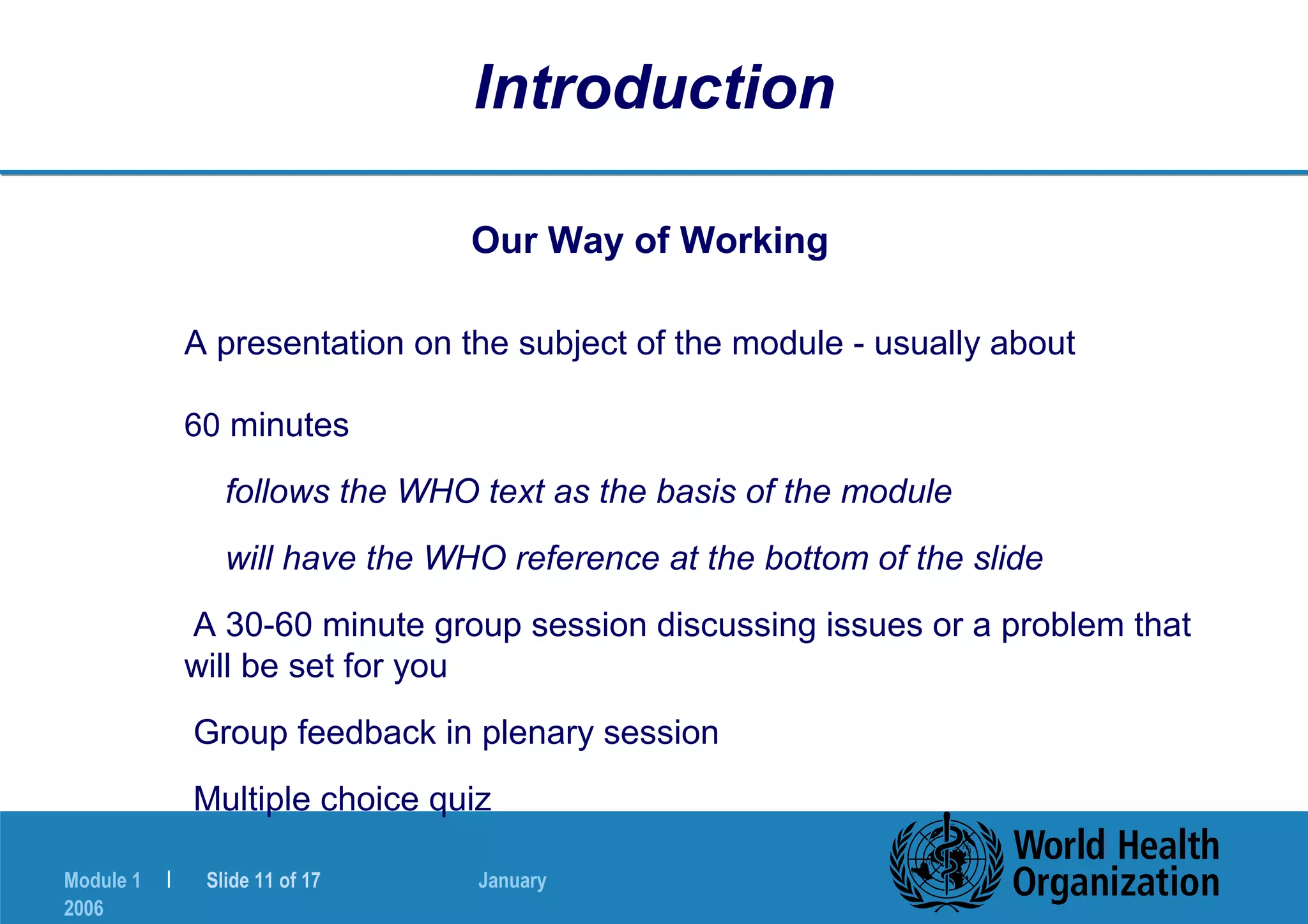 BASIC GMP TRAINING ; WHO MODULE | PPT