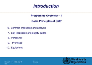 BASIC GMP TRAINING ; WHO MODULE | PPT
