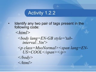 Unit 1.2 Introduction to Programming | PPT | Web Design and HTML | Internet