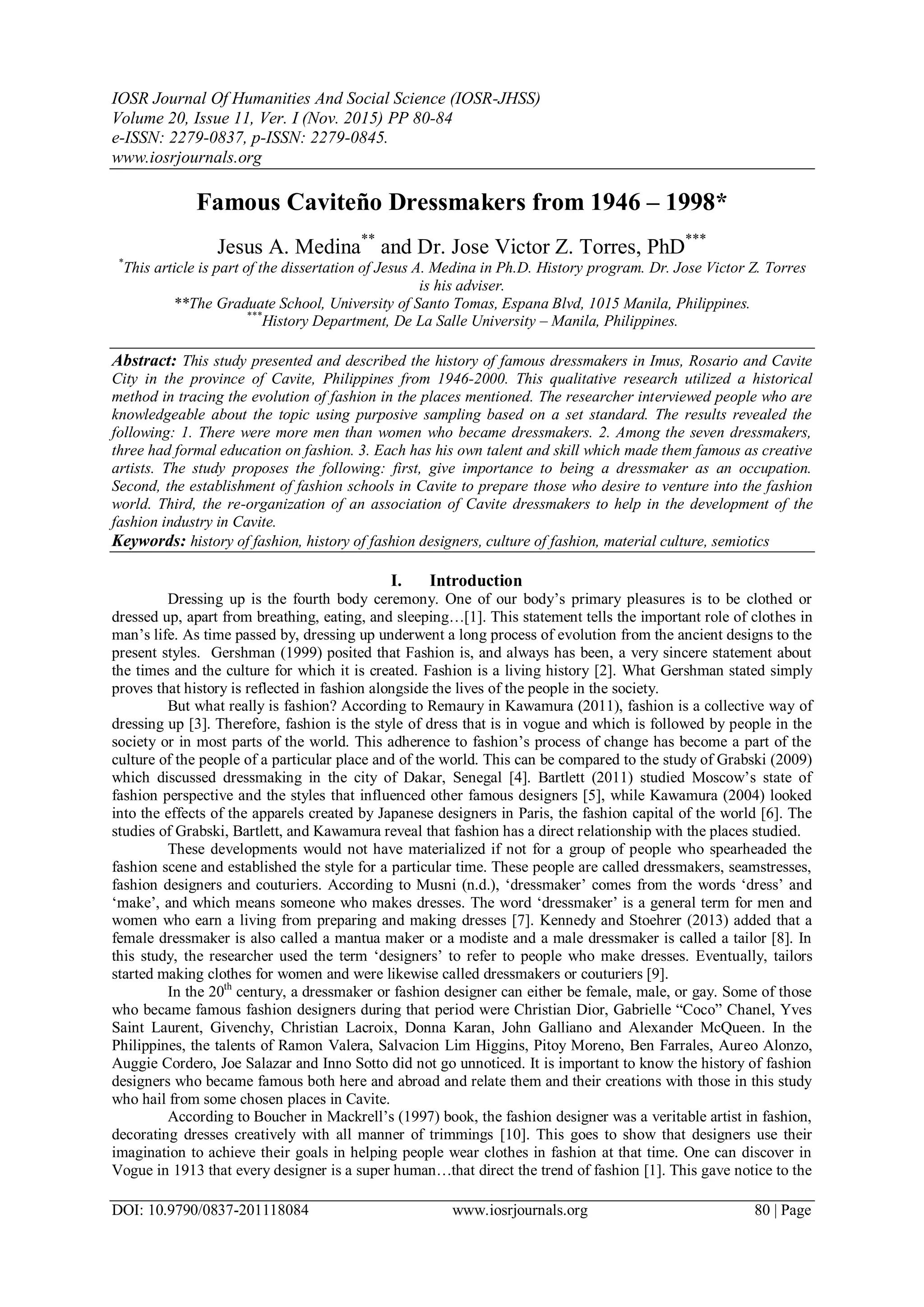 Famous Caviteño Dressmakers from 1946 – 1998* | PDF