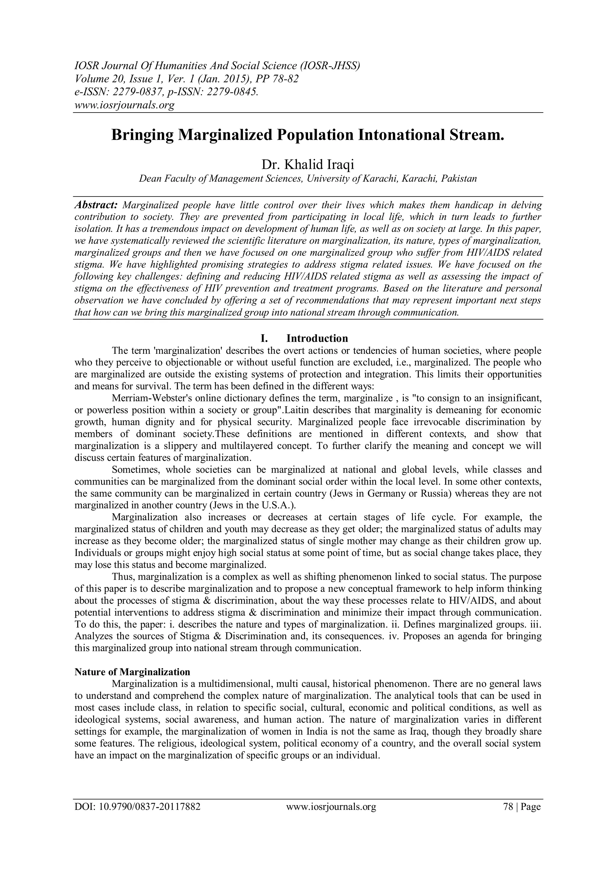 Bringing Marginalized Population Intonational Stream. | PDF