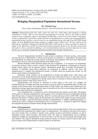 Bringing Marginalized Population Intonational Stream. | PDF